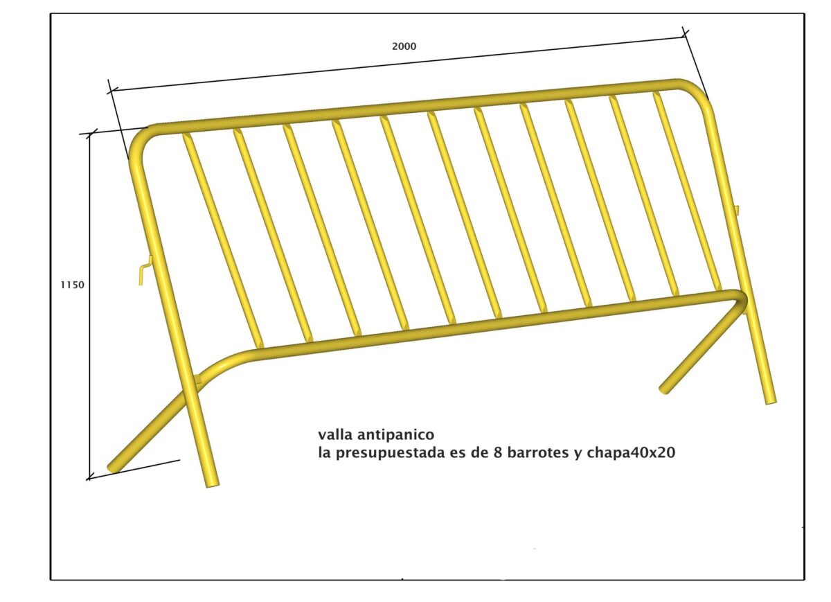 Valla Antipánico de 2.00x1.20 mts. | Chapa 40x20 | Control de Acceso Seguro